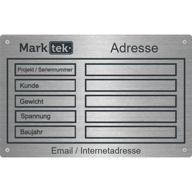Edelstahl Typenschilder | Marktek